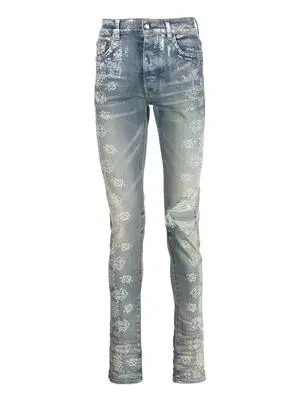 Amiri Bleach Bandana Jeans - Blue