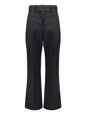 ELLERY Belted Contrast-stitch Trousers - Blue