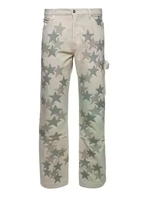 Amiri Star-print Straight-leg Trousers - Neutrals