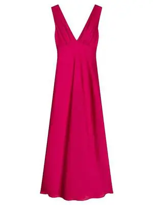 OMNES Casey V-Neck Satin Maxi Dress Raspberry