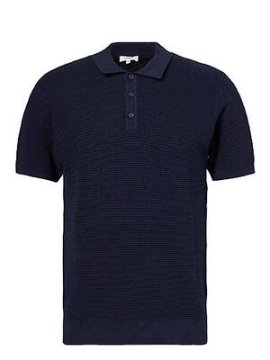 ARNE Rib-knit Cotton Polo Shirt - Navy