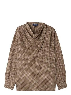 Soeur Irving Draped Asymmetric Shirt - Marron Glace/ecru