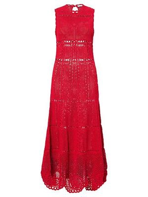 Erdem Erdem Crochet Cotton Midi Dress Ruby Red