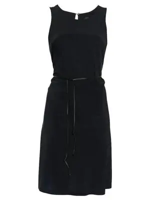 RRD Sleeveless Round Neck Belted Dress - Blue