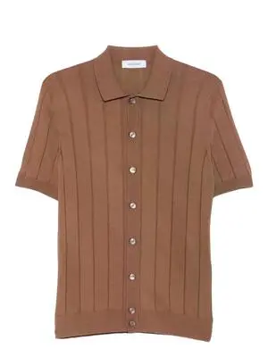 GRAN SASSO Ribbed-knit Short-sleeve Shirt - Brown