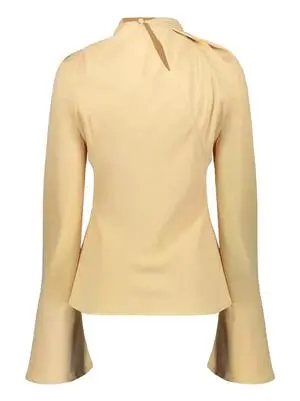 ELLERY Knotted-neck Flared-sleeve Top - Neutrals