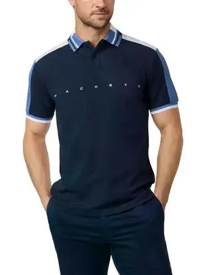 HACKETT LONDON Short-sleeve Logo-print Cotton Polo Shirt - Blue