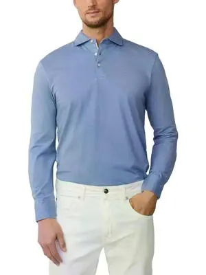 HACKETT LONDON Long-sleeve Jersey Polo Shirt - Blue