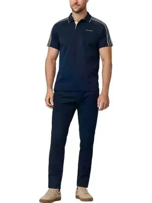 HACKETT LONDON Logo-embroidered Taped-sleeve Polo Shirt - Blue