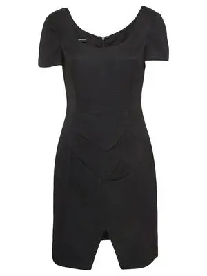 Emporio Armani Textured Short Sleeve Mini Dress - Black