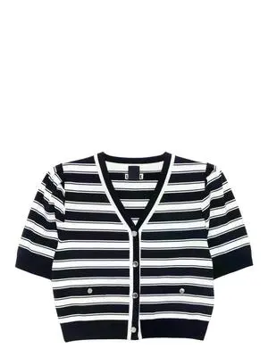JUUN.J Striped V-neck Cardigan - Blue
