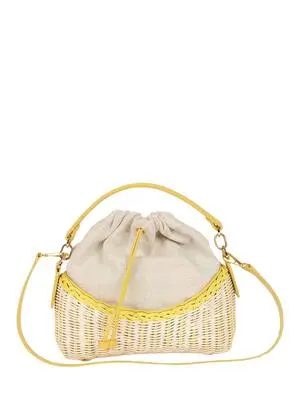 Rodo Wicker Drawstring Tote Bag - Neutrals