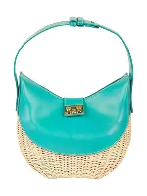 Rodo Willow-wicker Leather-trim Tote Bag - Blue