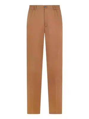 SLOWEAR Elasticated-waistband Button-flap Trousers - Brown