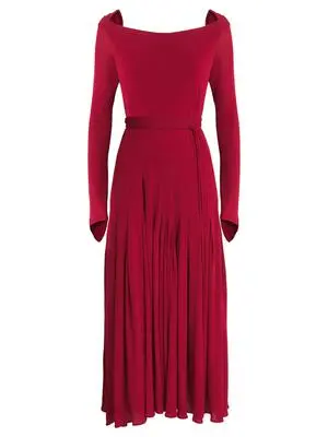 Tory Burch Jersey Pleated Midi Dress - Red