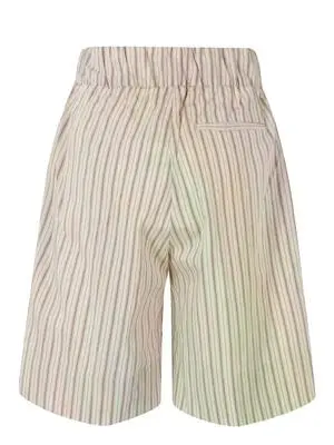 MYTHS Striped Elasticated-waist Mini Shorts - Neutrals