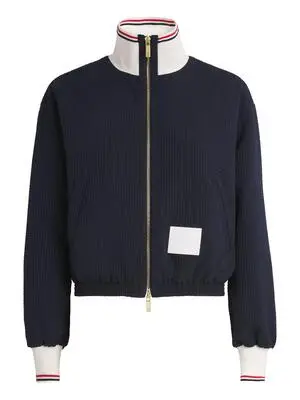 Thom Browne Wool Seersucker Track Jacket - Navy