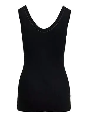 Brunello Cucinelli Brunello Cucinelli Monili Detail Ribbed Knit Tank Top Black