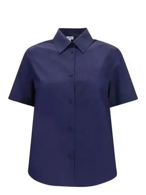 Loewe Anagram Embroidered Cotton Shirt - Blue