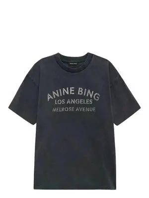 ANINE BING Melrose Stencil-print Cotton T-shirt - Black