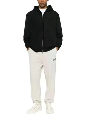 Calvin Klein Embroidered Logo Zip-up Hoodie - Black