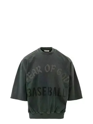 Fear Of God Logo Print Short Sleeve Sweatshirt - Black