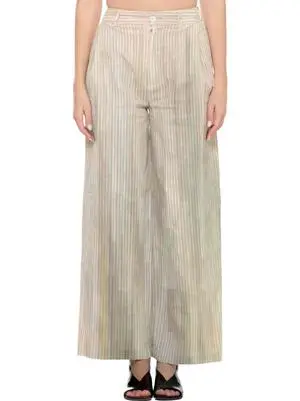 120% Lino Vertical Stripe Linen Trousers - Neutrals
