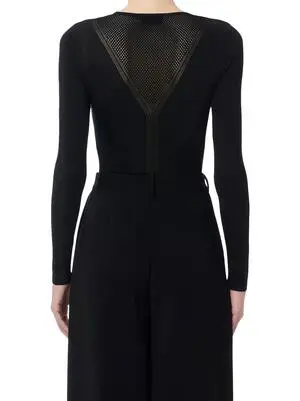 Elisabetta Franchi Open-knit Long-sleeve Top - Black