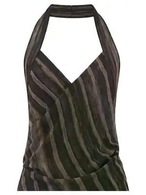 CORTANA Ursula Diagonal-stripe Maxi Dress - Grey