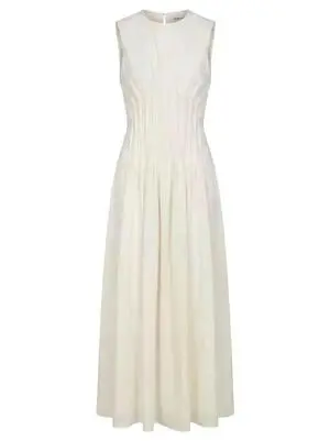 NICHOLAS Jordi Pleated-waist Midi Dress - Neutrals