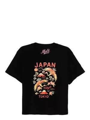MELT Graphic-print Round Neck T-shirt - Black