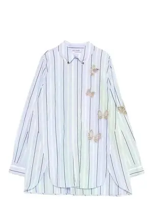 Dice Kayek Butterfly Embroidered Striped Shirt - Blue