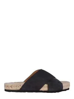 Manebí Suede Crossover Flat Sandals - Blue