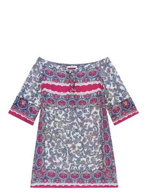Malìparmi MALIPARMI Paisley Print Off-the-Shoulder Mini Dress Blue