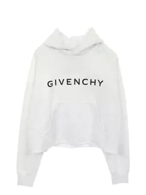 Givenchy Cropped Logo Print Hoodie - White