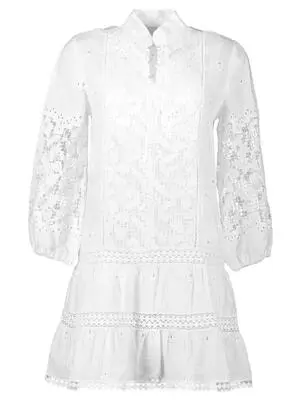 Temptation Positano Olivina Lace-embroidered Mini Dress - White