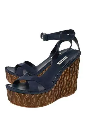 Miu Miu 130mm Wedged-platform Sandals - Blue