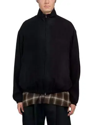 SSSTEIN Shirred Flannel Bomber Jacket - Black