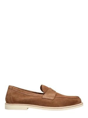 Brunello Cucinelli Suede Penny Strap Loafers - Brown