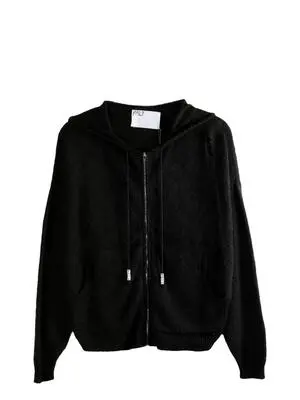 PALY Distressed Zip-up Hoodie - Black