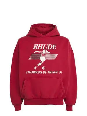 Rhude Champions Du Monde '91' Graphic Hoodie - Red