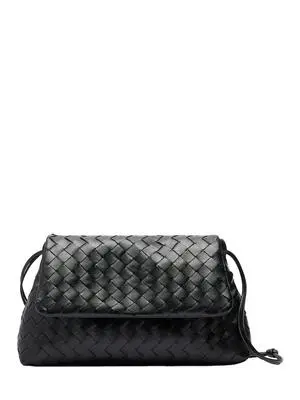 Bottega Veneta Bottega Veneta Giorno Small Intrecciato Leather Shoulder Bag Black
