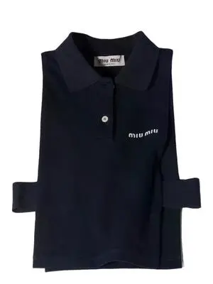 Miu Miu Miu Miu Piqué Polo Vest Black