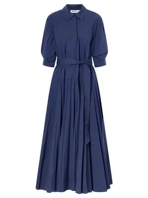 Simkhai Arlo Cotton Belted Maxi Shirt Dress - Blue