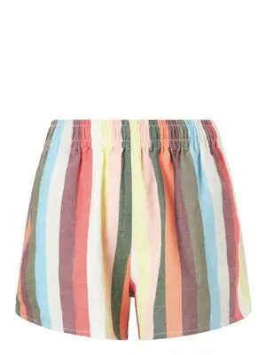 MARRAKSHI LIFE High-waisted Striped Cotton Shorts - Multi