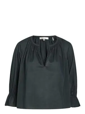 FRAME The Poet Gathered Cotton Blouse - Navy