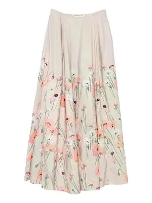 Bernadette Kennedy Floral-embroidered Maxi Skirt - Neutrals