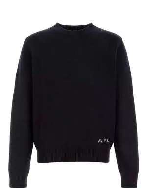 A.p.c. Edmond Logo-embroidered Crew Neck Sweater - Blue