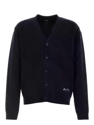 A.p.c. Kevin Logo-embroidered Cardigan - Blue