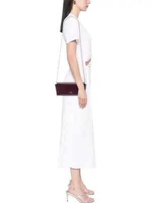 Prada 2010-2026 Saffiano And City Calf Bibliotheque Clutch With Chain Crossbody Bag - Red